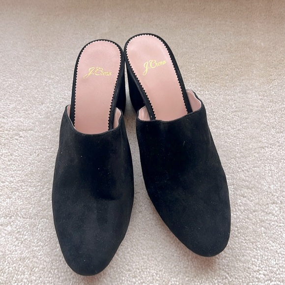 J. Crew | Shoes | J Crew High Block Heel Mules In Suede | Poshmark